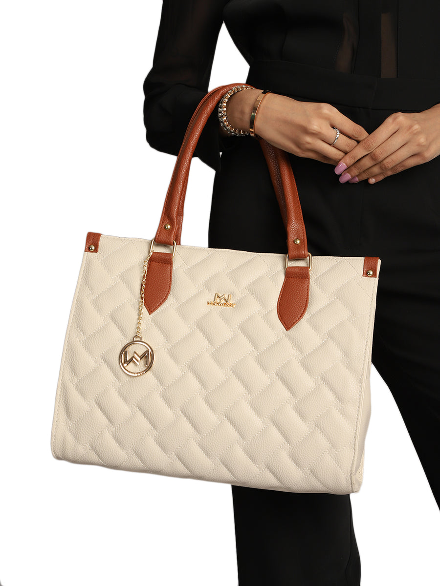 Ashley Beige Tote Bag for Women -Premium Office & Travel Bag – Miniwesst