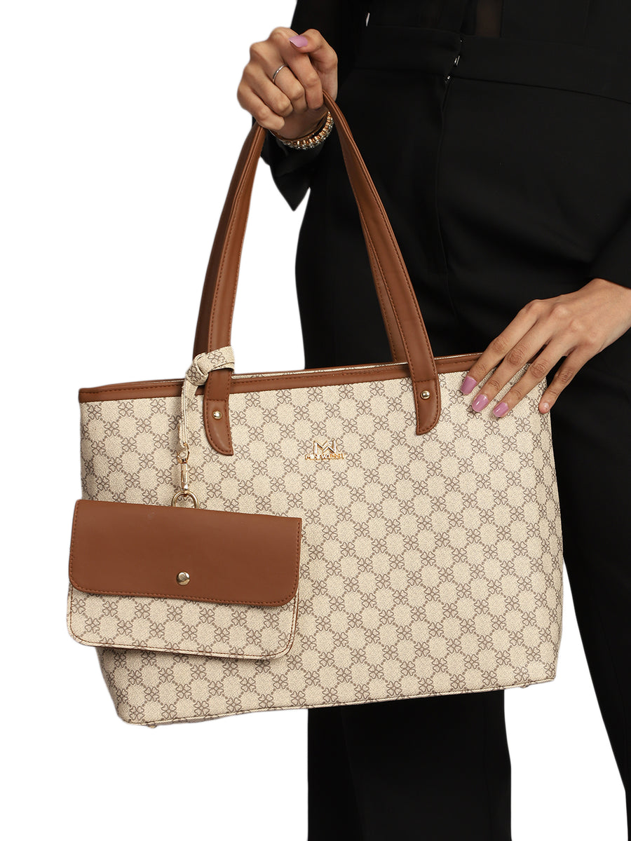 Miakoda Beige Tote for Women -Premium Office & Travel Bag – Miniwesst