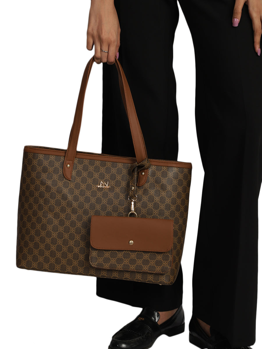 Miakoda Brown Tote -Compact Tote for Office & Travel – Miniwesst