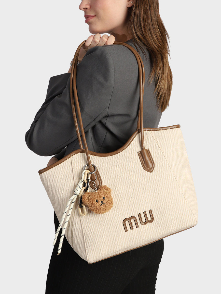 Mw Teds Off-White Tote Bag -Compact Bag for Office & Travel – Miniwesst