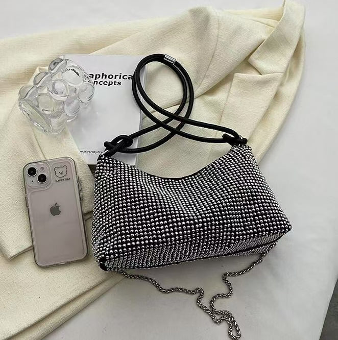 Audrey Silver Rhinestone Clutch – Miniwesst
